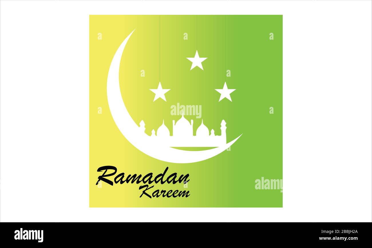 Ramadan Mubarak greeting card with moon mosque star background colored ...