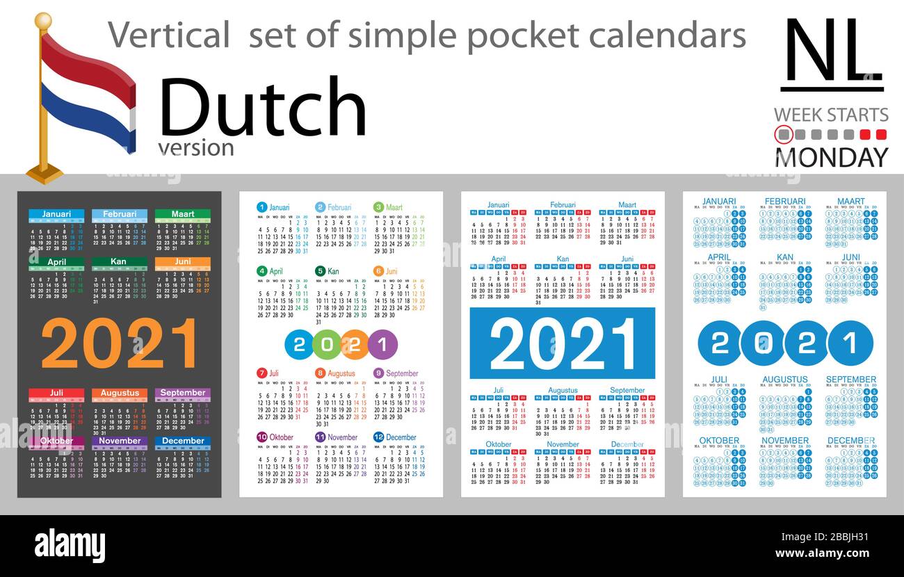 Dutch vertical set of pocket calendars for 2020 (two thousand twenty ...