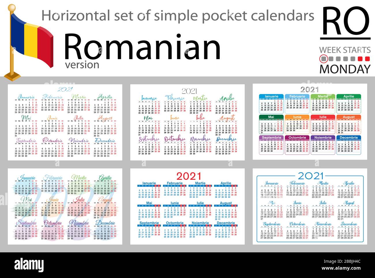 Romanian horizontal set of pocket calendars for 2020 (two thousand ...