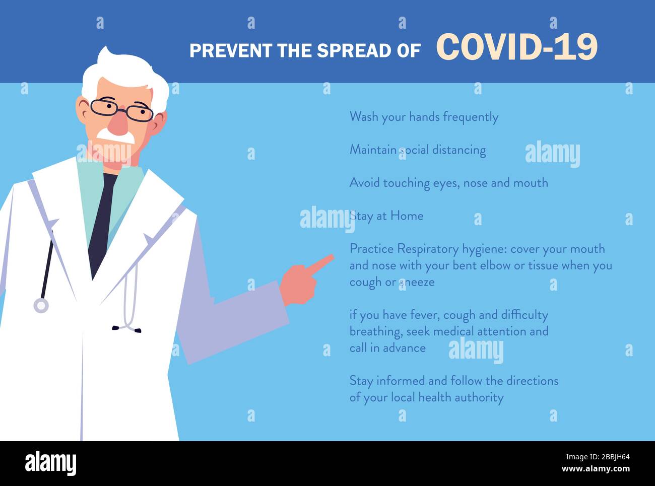 doctor explain Infographics how prevent the spread of covid 19 vector ...