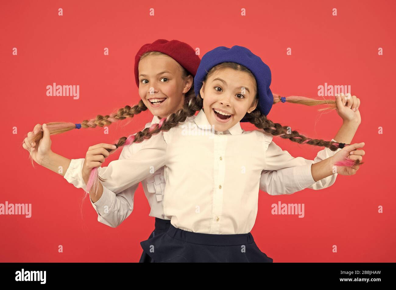 Friendship means support. Kids long braids hairstyle classmates friends ...