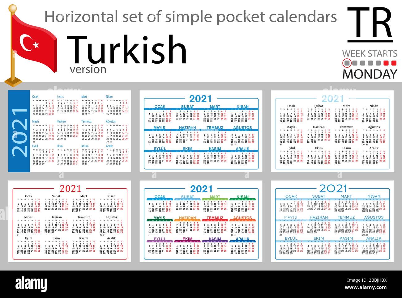 Turkish horizontal set of pocket calendars for 2020 (two thousand ...