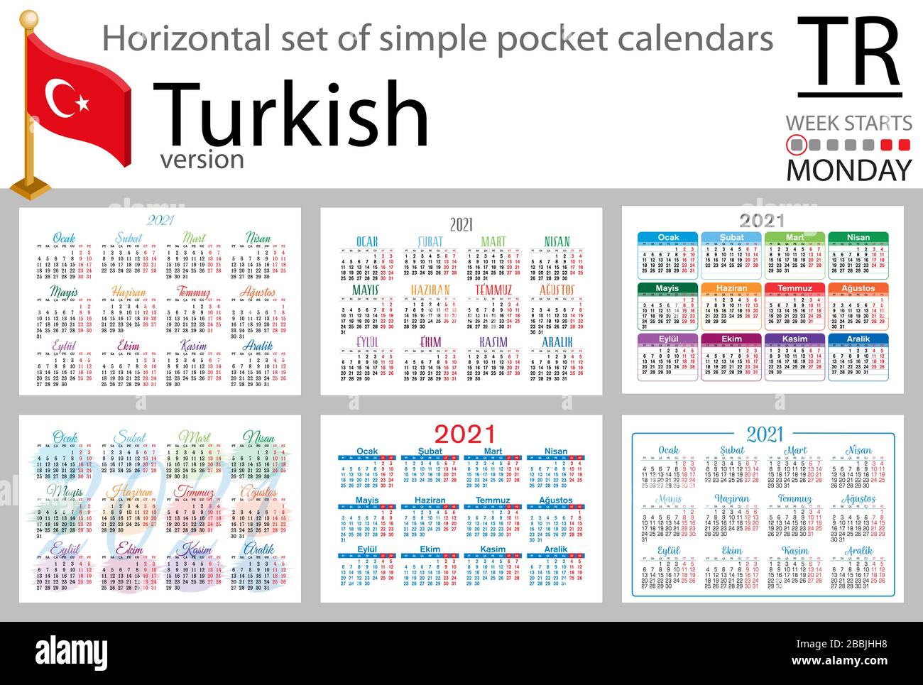 Turkish horizontal set of pocket calendars for 2020 (two thousand ...