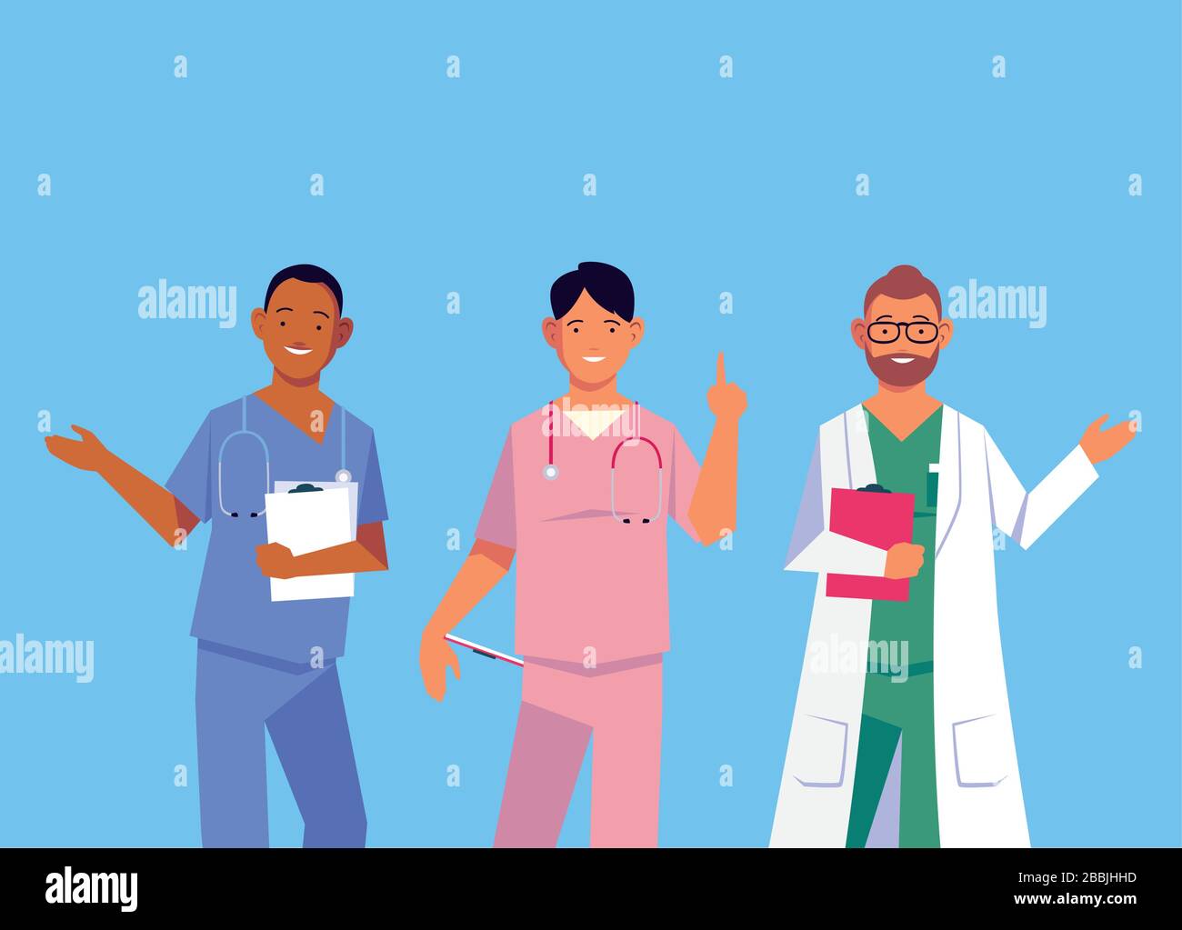 doctors men standing, medical team vector illustration design Stock ...
