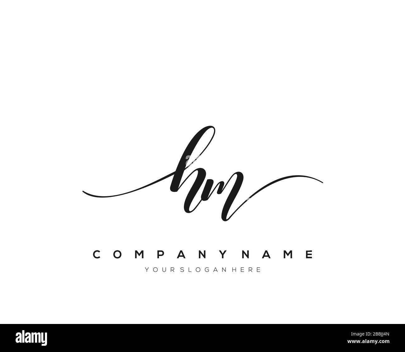 HM Initial Letter handwriting logo hand drawn template vector, logo for ...