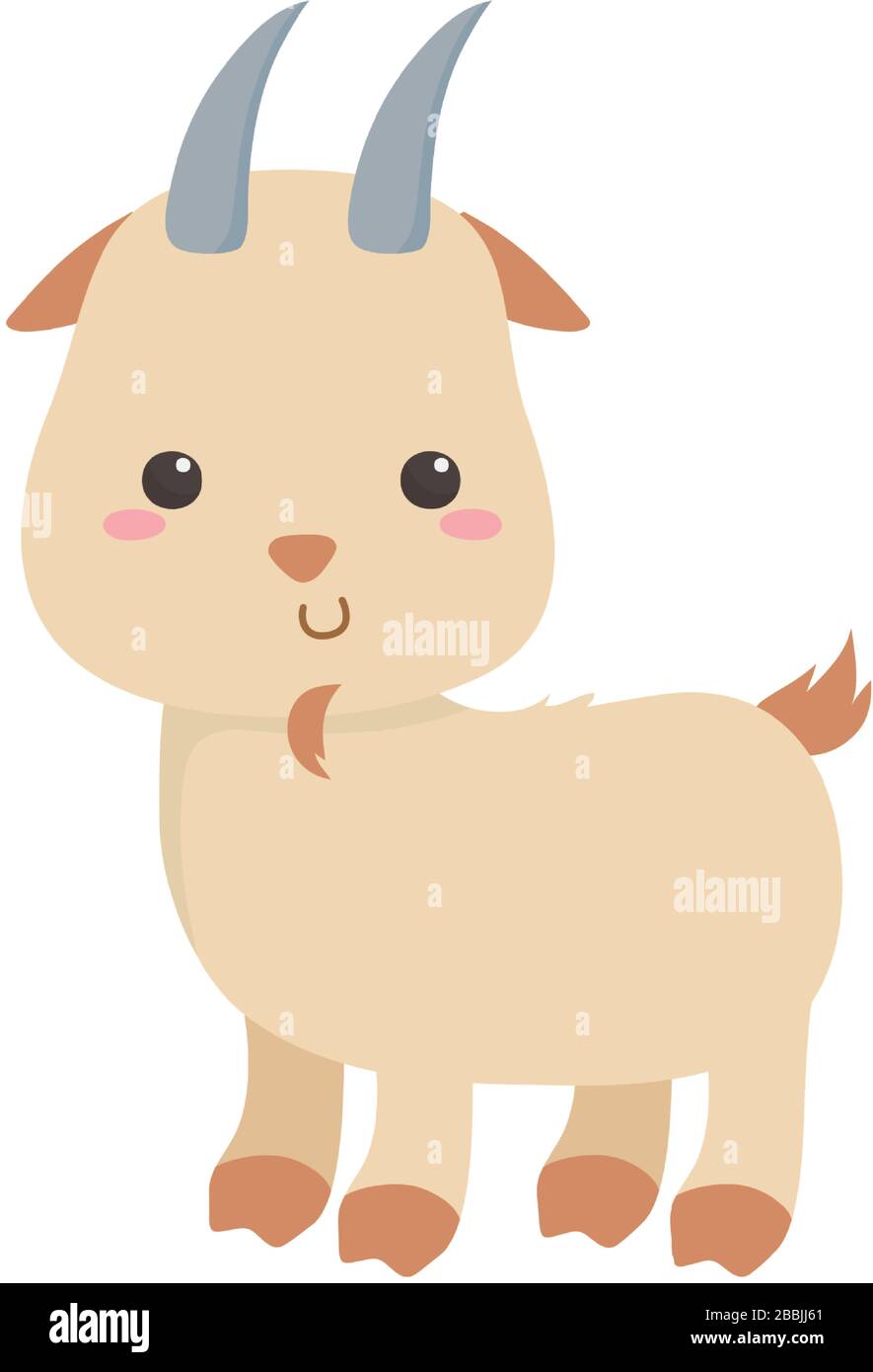 cute little goat animal cartoon isolated icon design vector ...