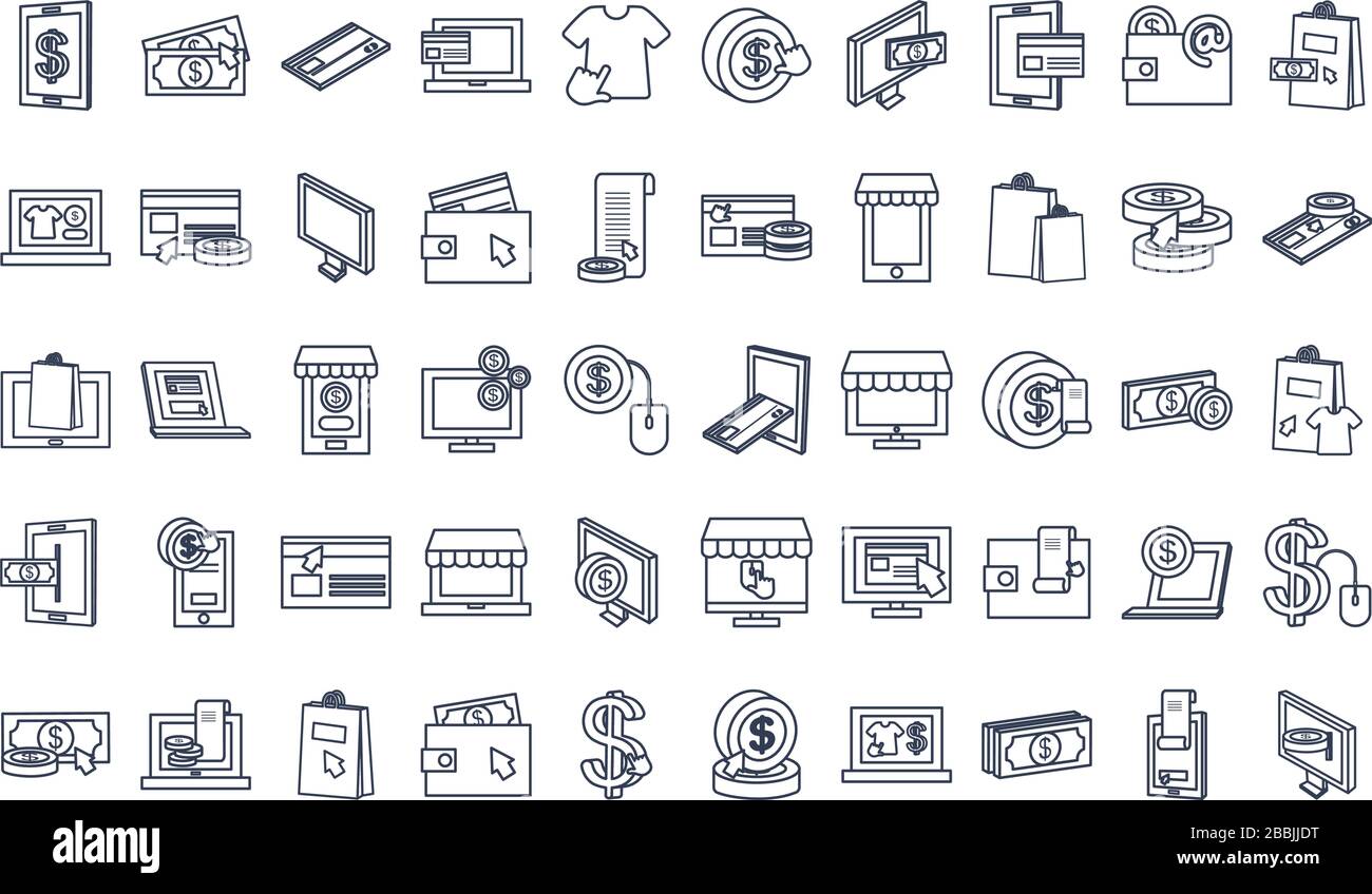 payments online icon set over white background, line style, vector ...