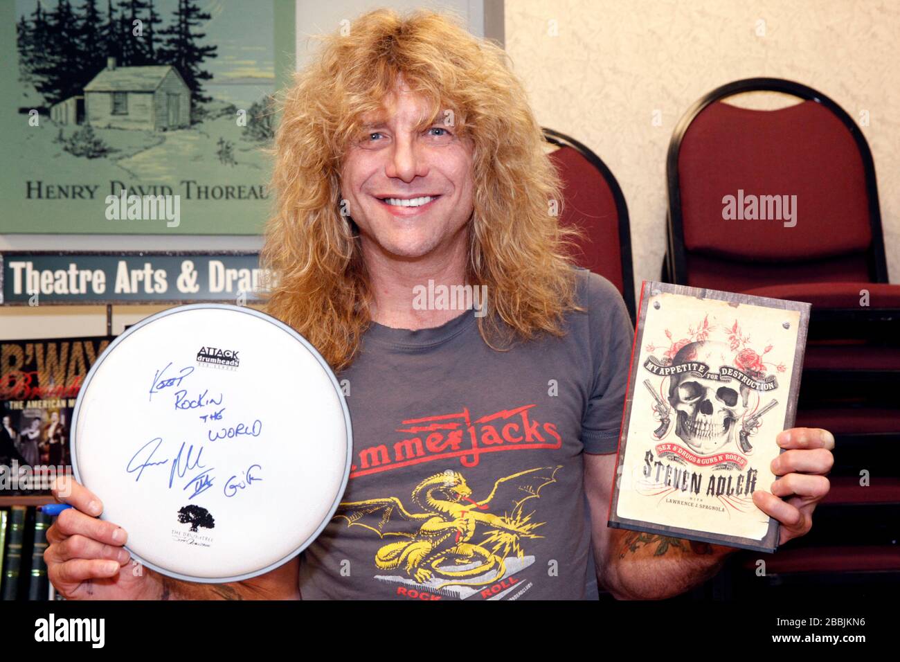 Steven Adler pictured at a book signing for My Appetite for Destruction ...