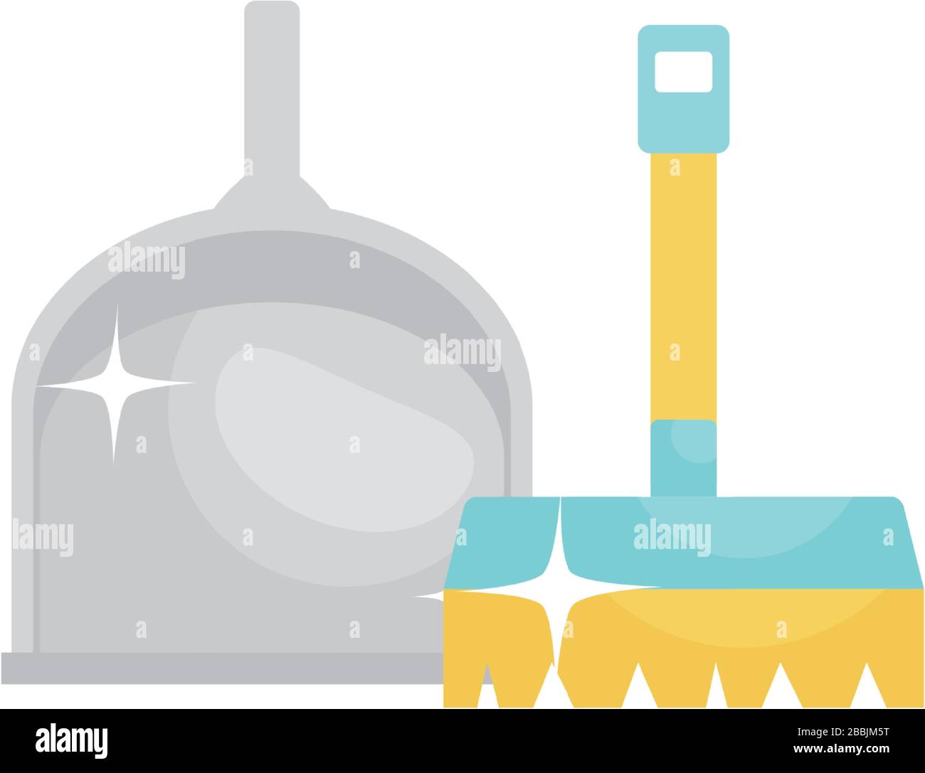 brush and dust icon over white background, flat style, disinfection and ...