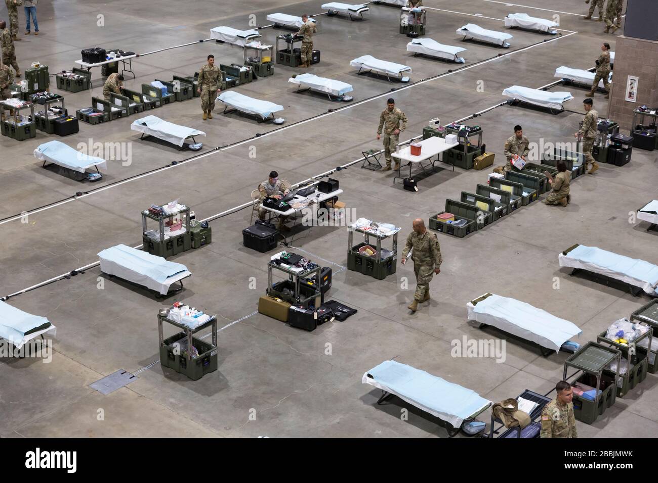 Overview of the field hospital in CenturyLink Field Event Center in ...