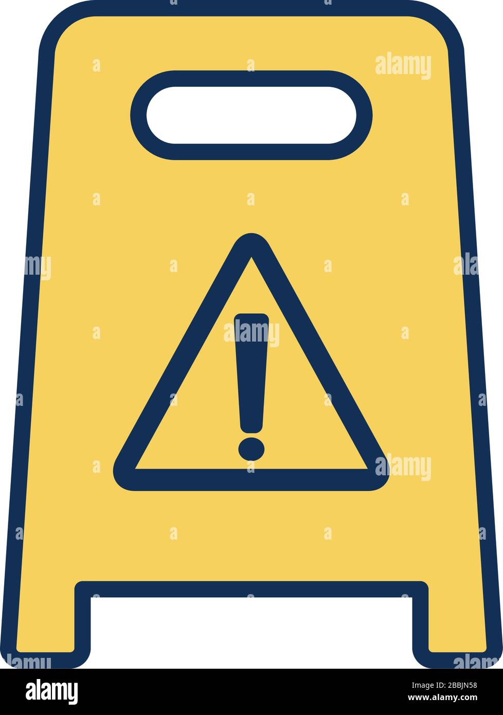warning floor sign icon over white background, line fill style ...
