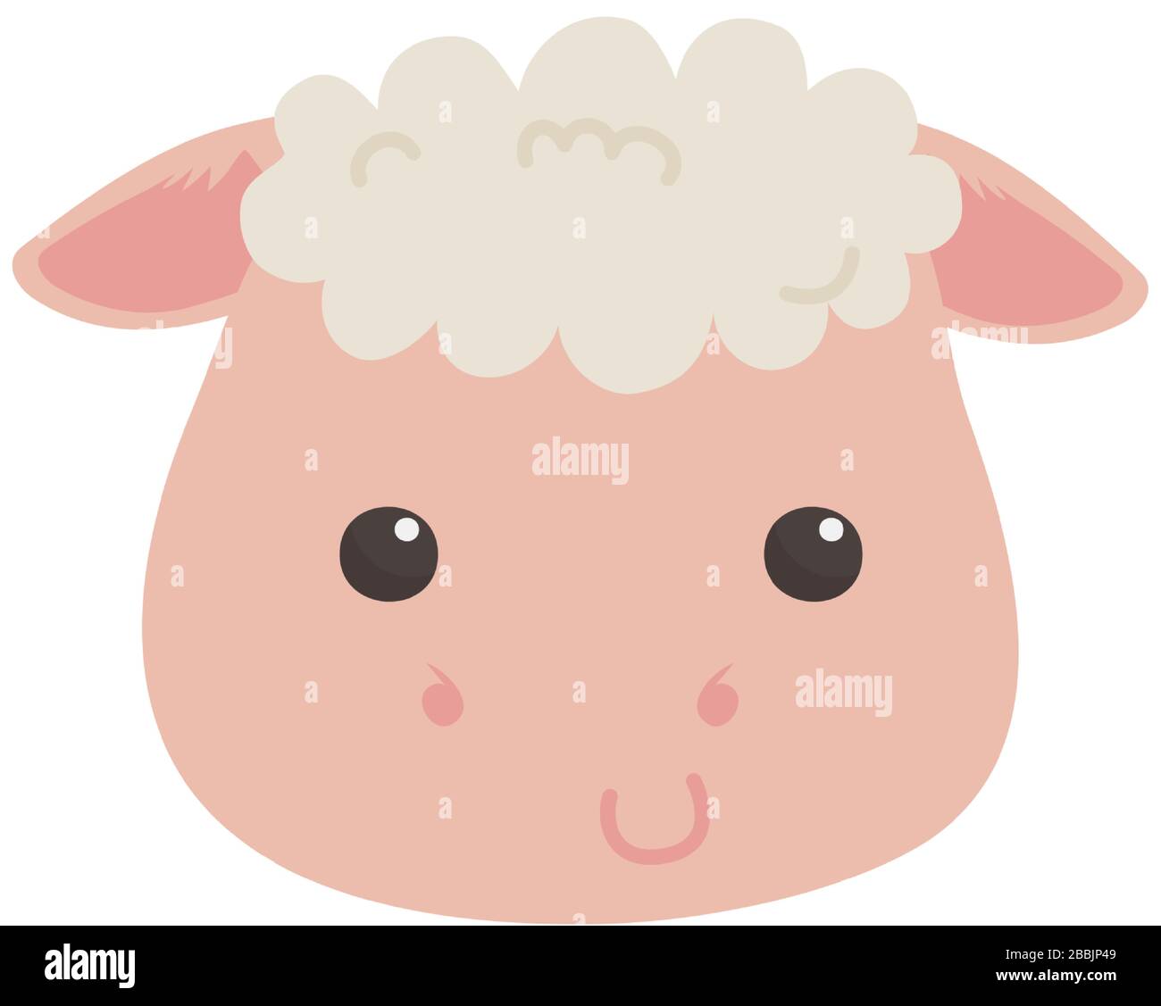 cute little sheep face animal cartoon isolated design vector ...