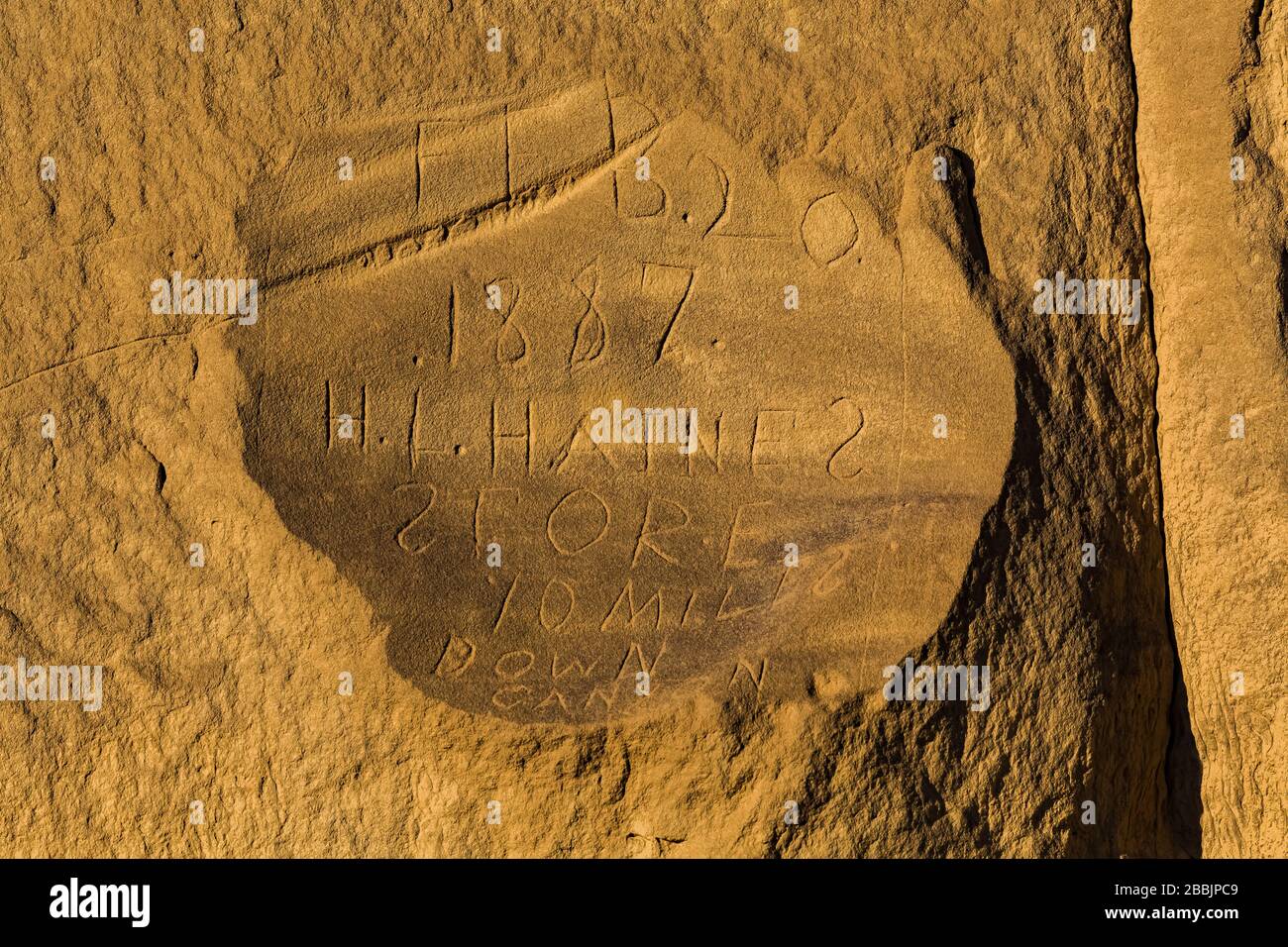 Historical inscriptions from 1887, along the Petroglyph Trail in Chaco ...