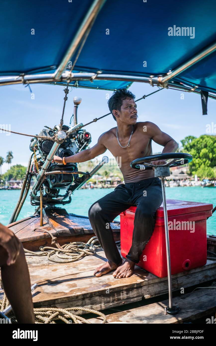 boat driver, Phi Phi island, Thailand, Asia Stock Photo - Alamy