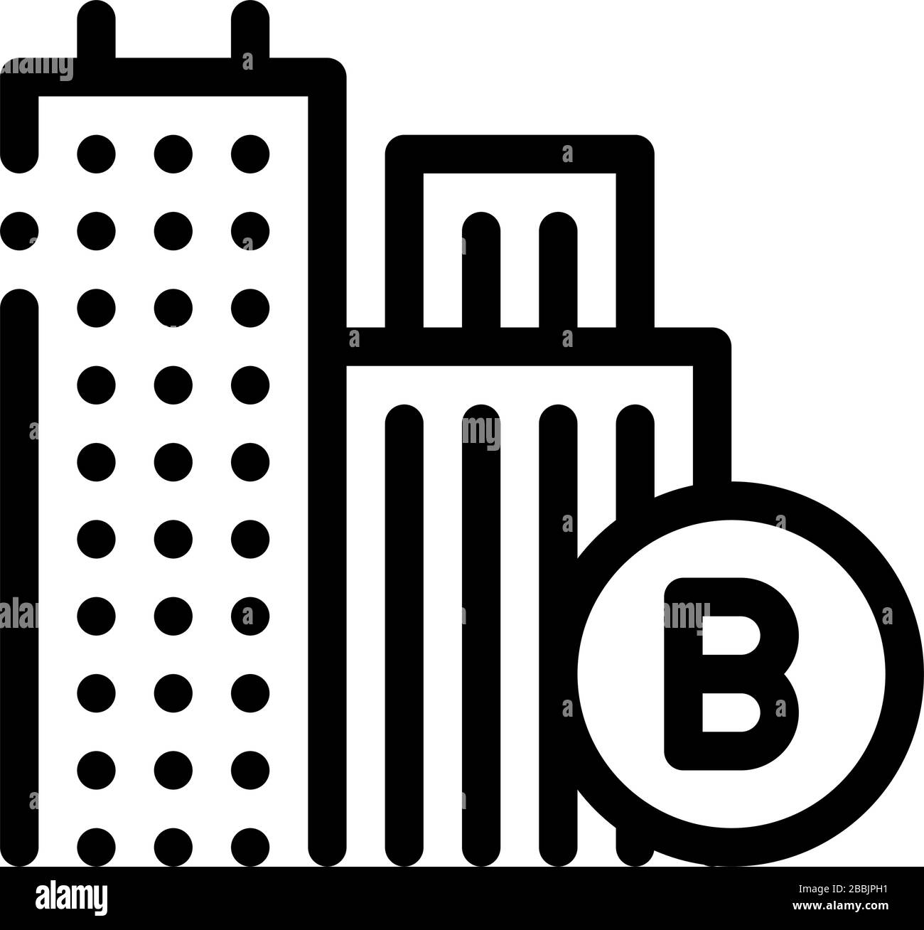 built residential buildings icon vector outline illustration Stock ...