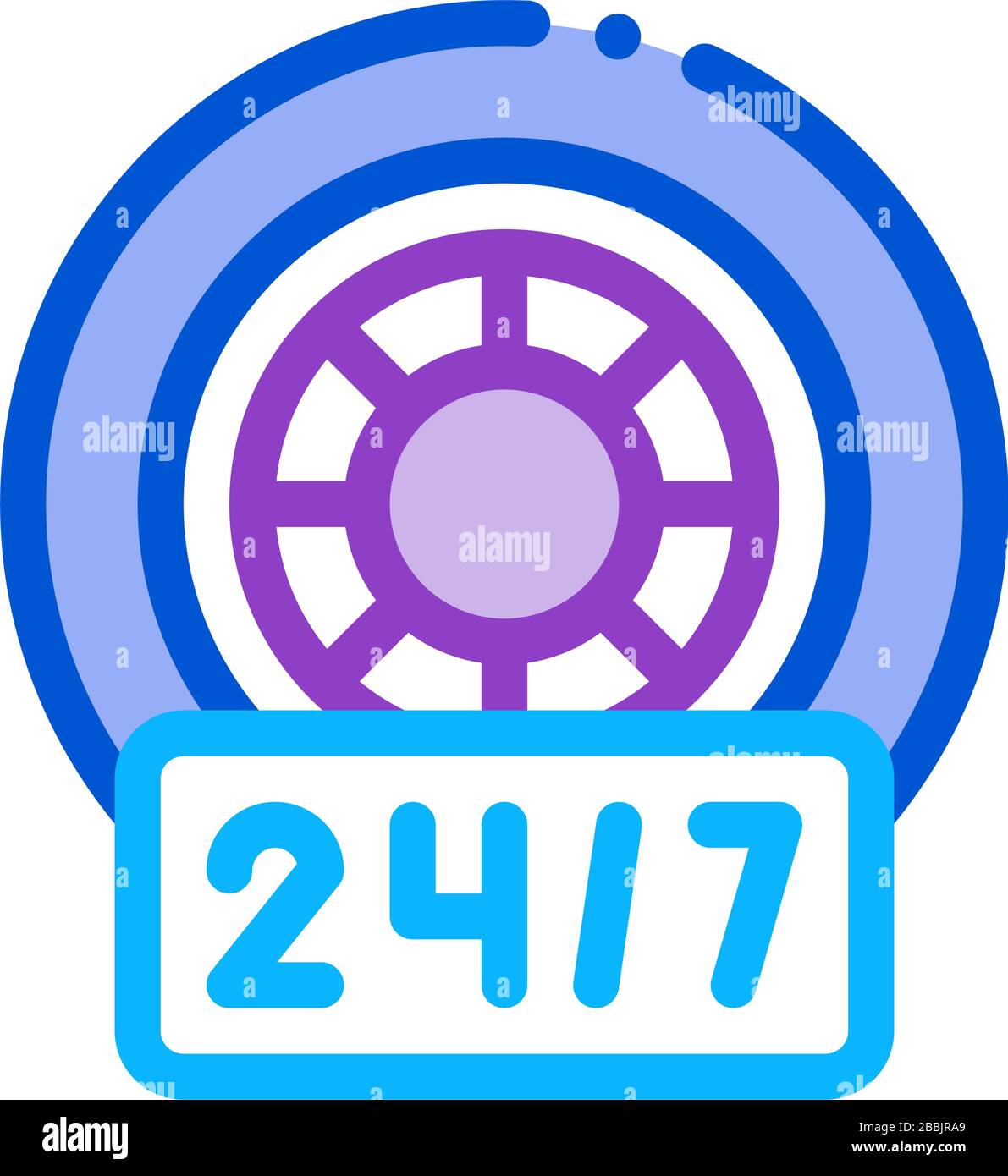 round-the-clock repair of wheels and tires icon vector outline ...