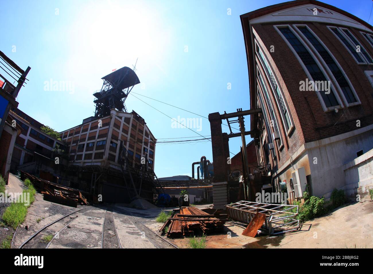 The plant and equipment of a coal mine, construction site Stock Photo ...