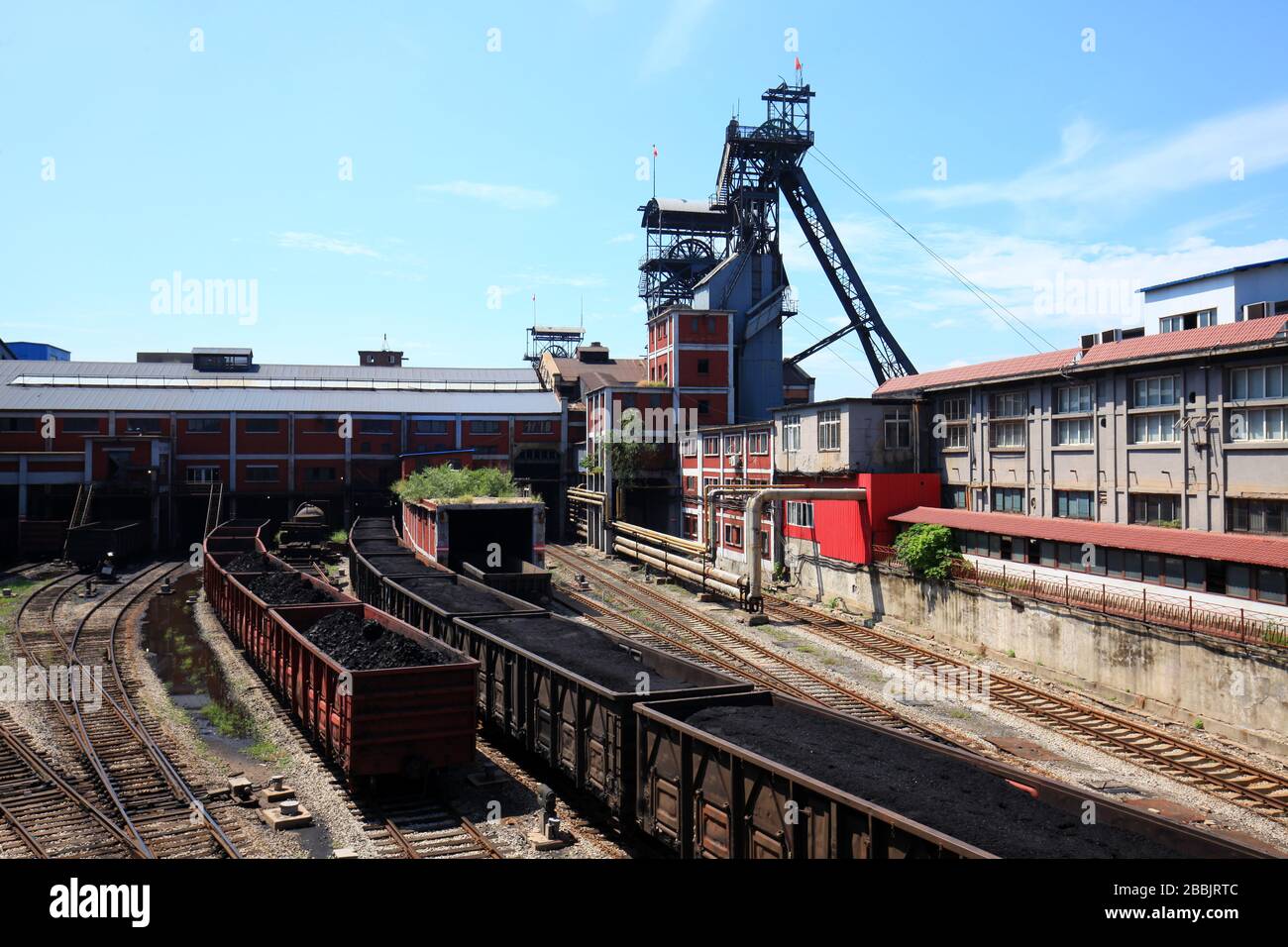 The plant and equipment of a coal mine, construction site Stock Photo ...