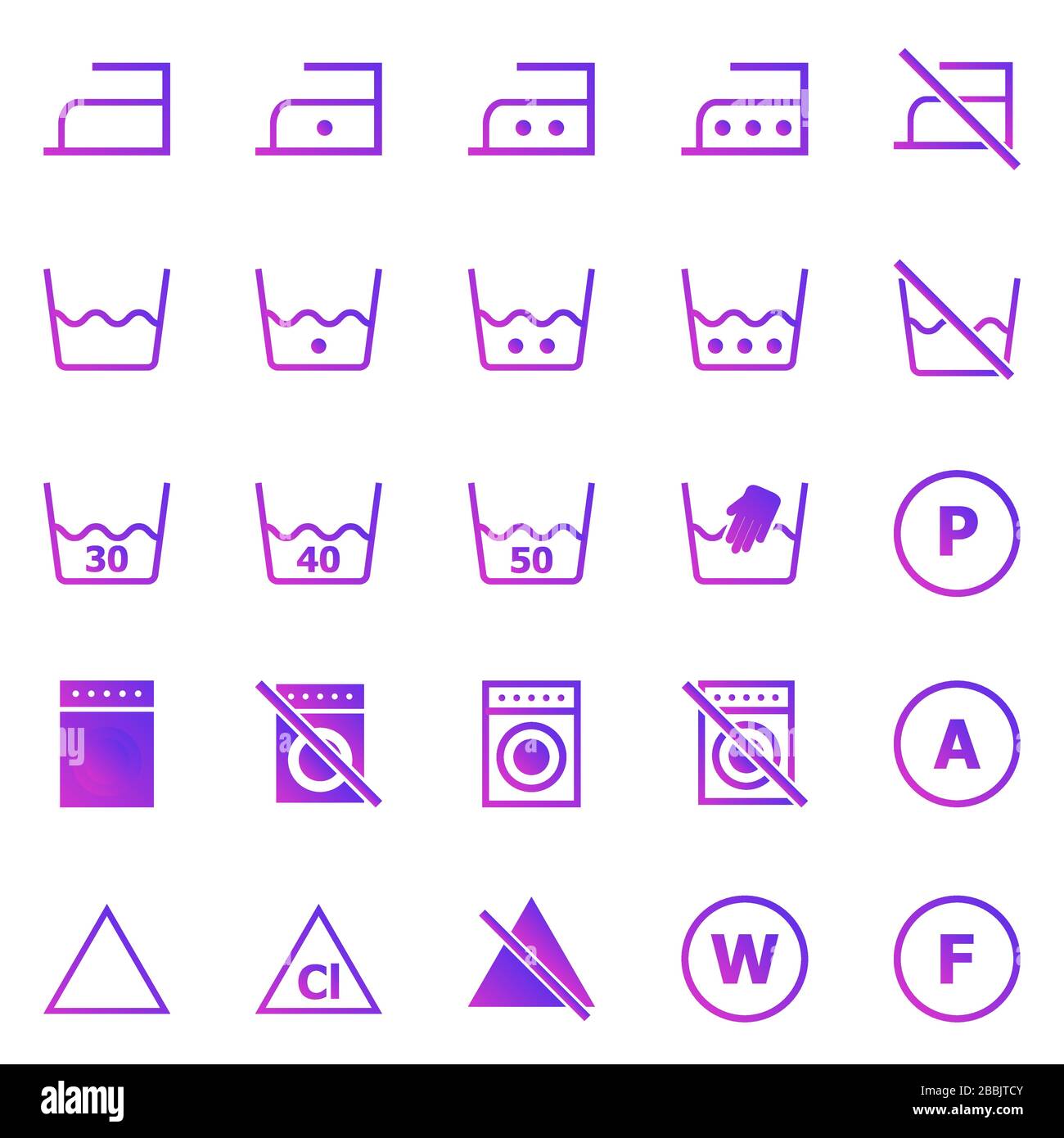 Laundry gradient icons on white background, stock vector Stock Vector ...