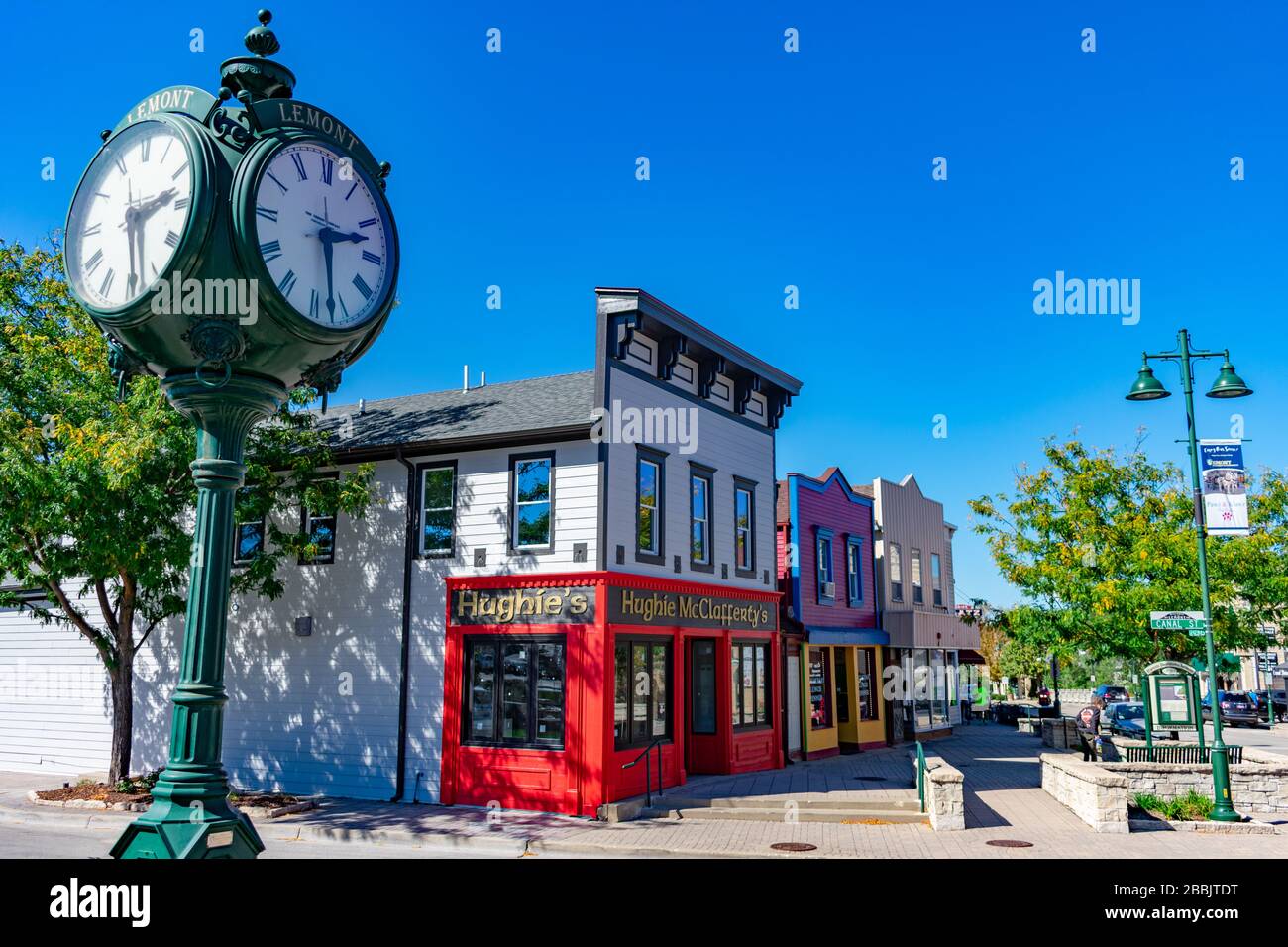 Clock in Downtown Suburban Lemont, Illinois Stock Photo - Alamy