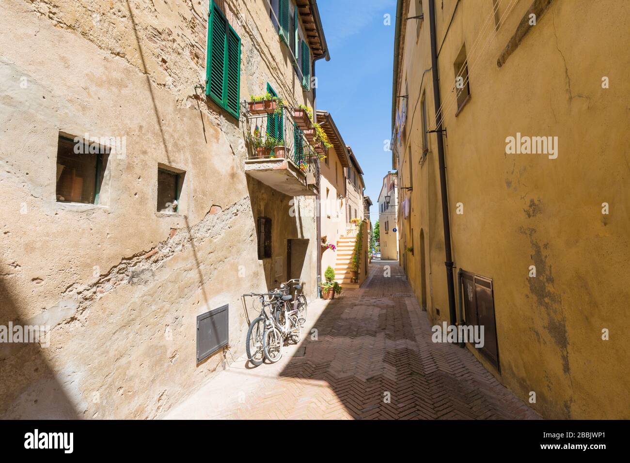 Beautiful Italian street during summer or spring season of a small old ...