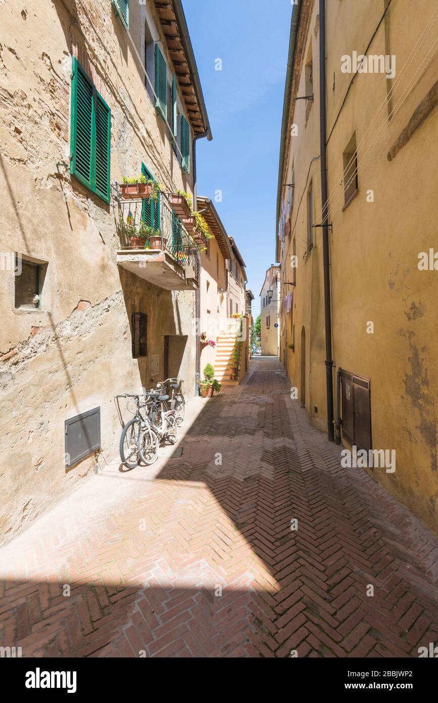 Beautiful Italian street during summer or spring season of a small old ...