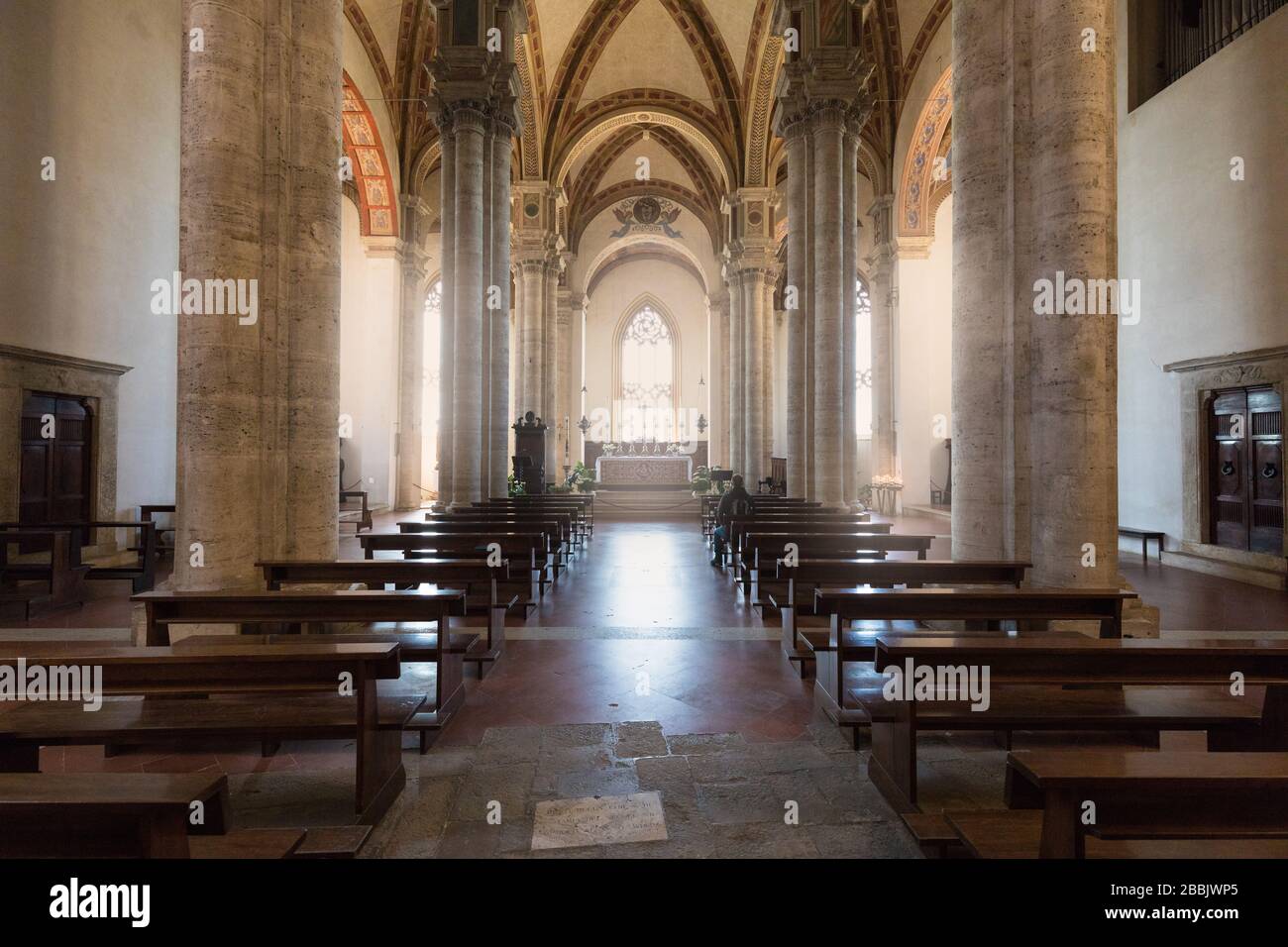 Beautiful Italian church Looking up at painted and decorated curves and ...