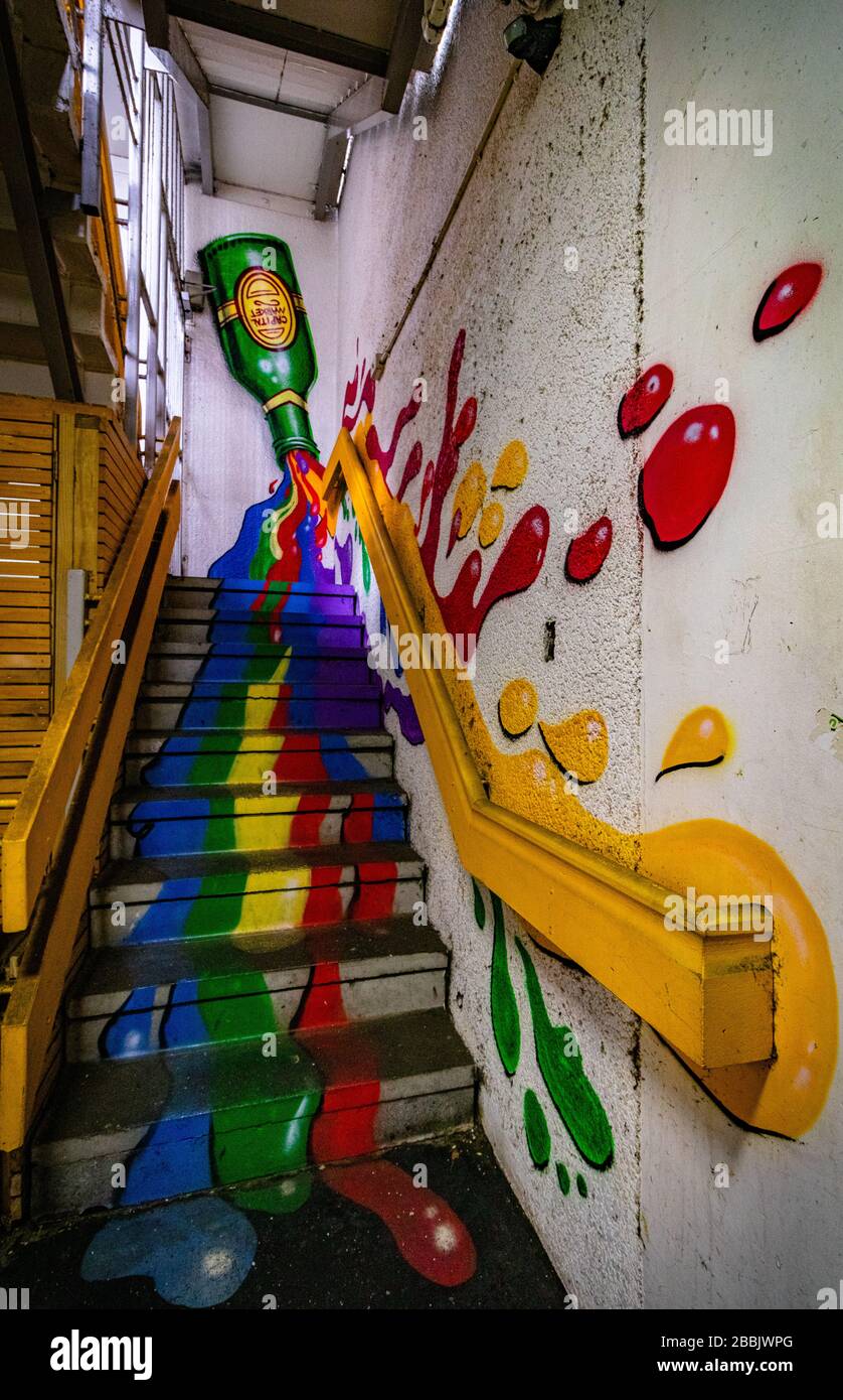 stairs with colourful graffiti Stock Photo - Alamy