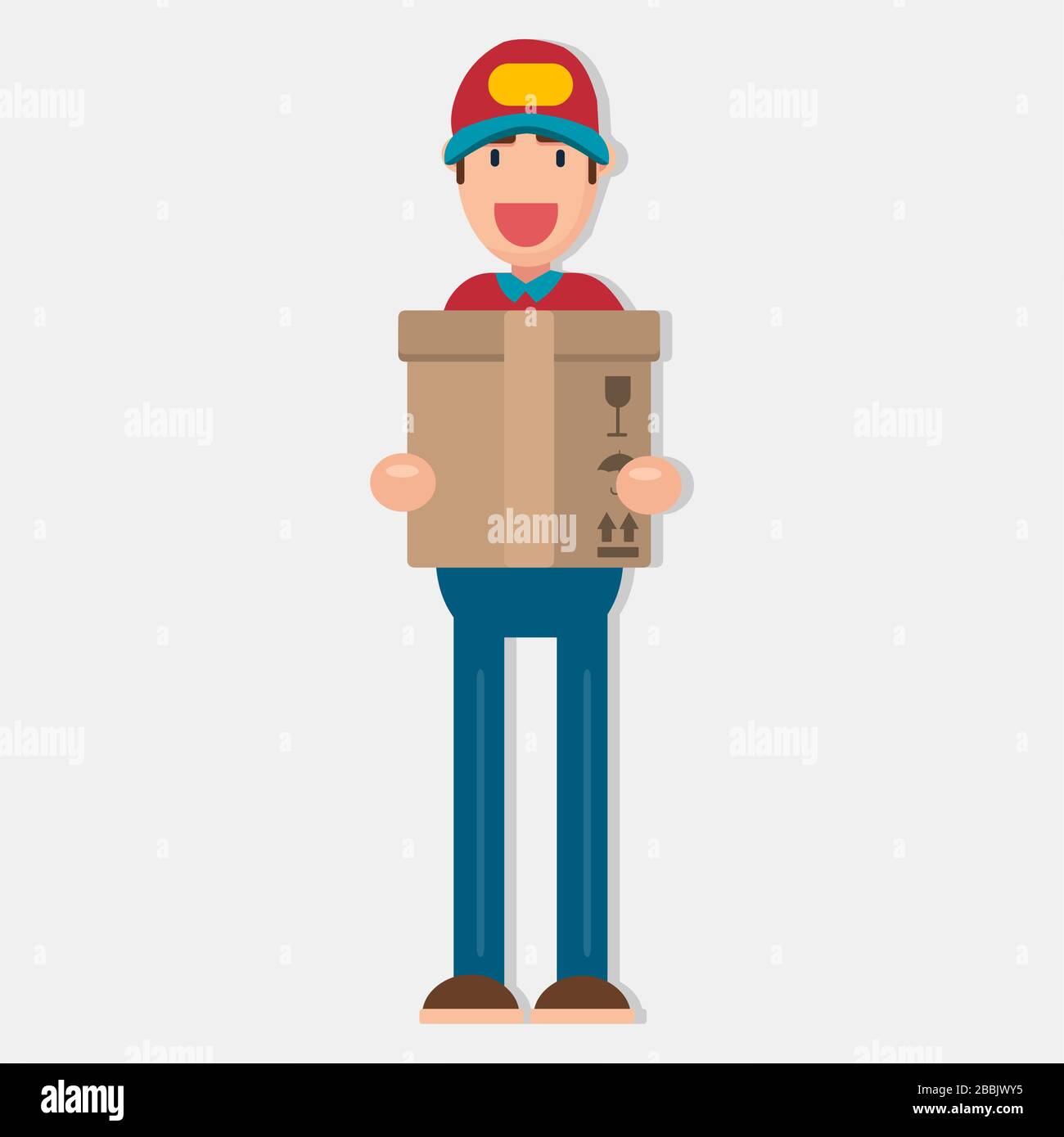 man holding cardboard for courier delivery service concept symbol ...