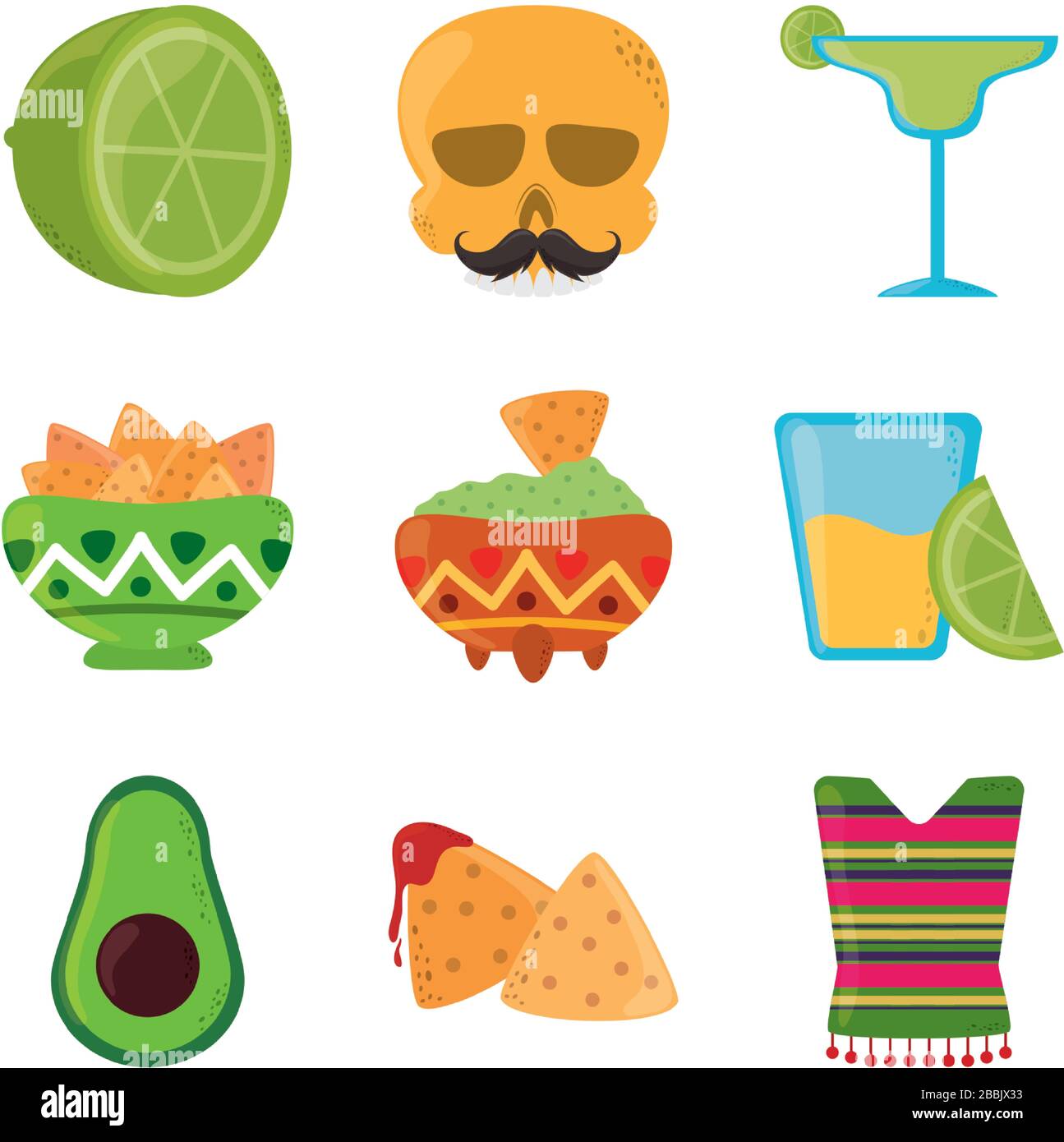 cinco de mayo mexican celebration festive party national icons set ...