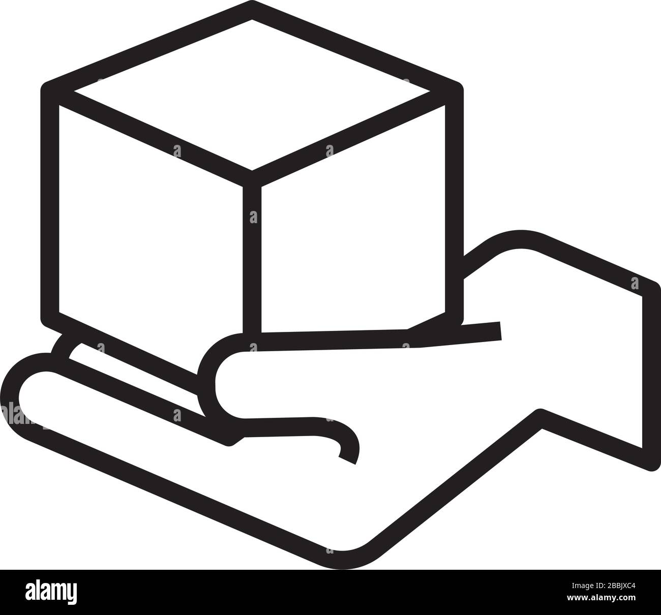 hand lifting box carton delivery line style icon Stock Vector Image ...