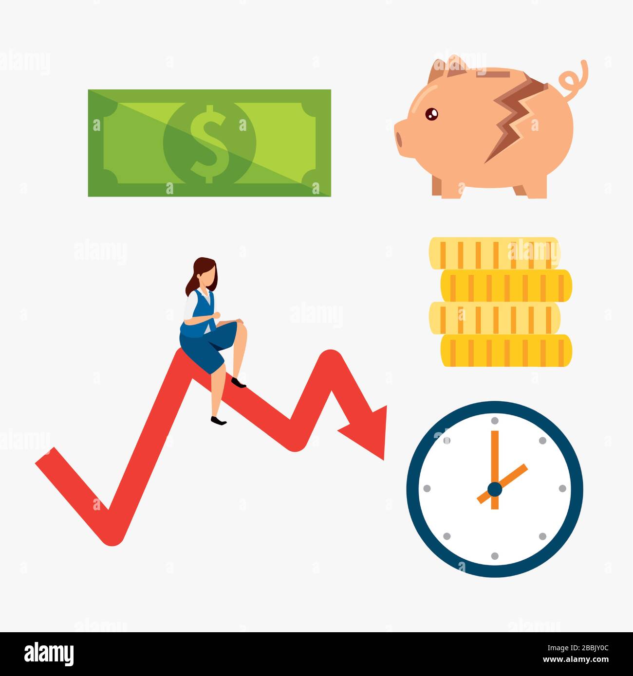 stock market crash set icons Stock Vector Image & Art - Alamy