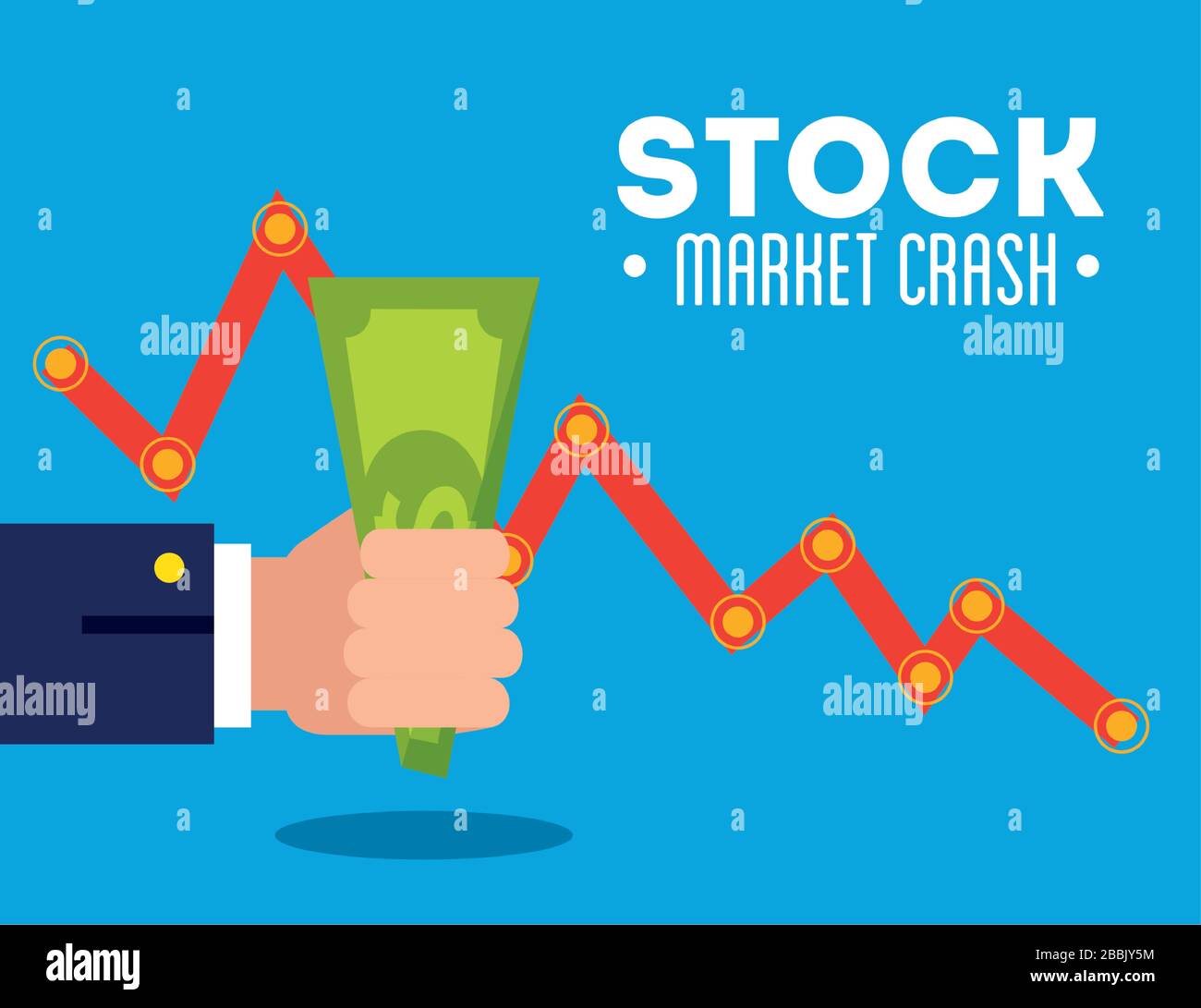 stock market crash with hand and icons Stock Vector Image & Art - Alamy