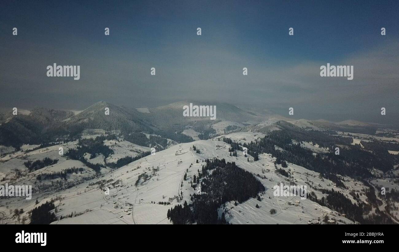 Aerial fly over frozen snowy hi-res stock photography and images - Alamy