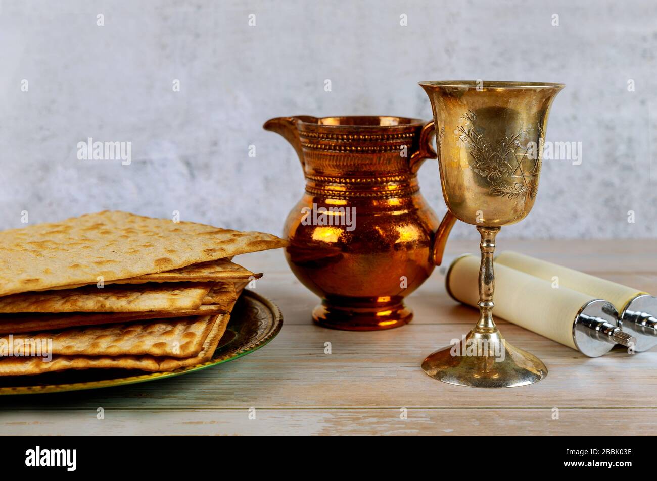 Passover holiday Jewish Pesah celebrating, matzoh and traditional seder ...