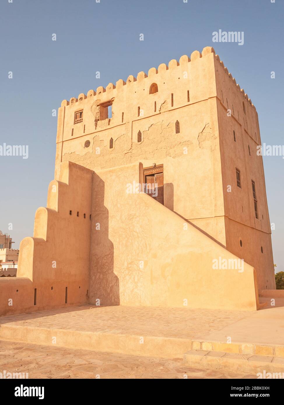 A tower at the castle in the market town of As Suwayq, in the Sultanate ...