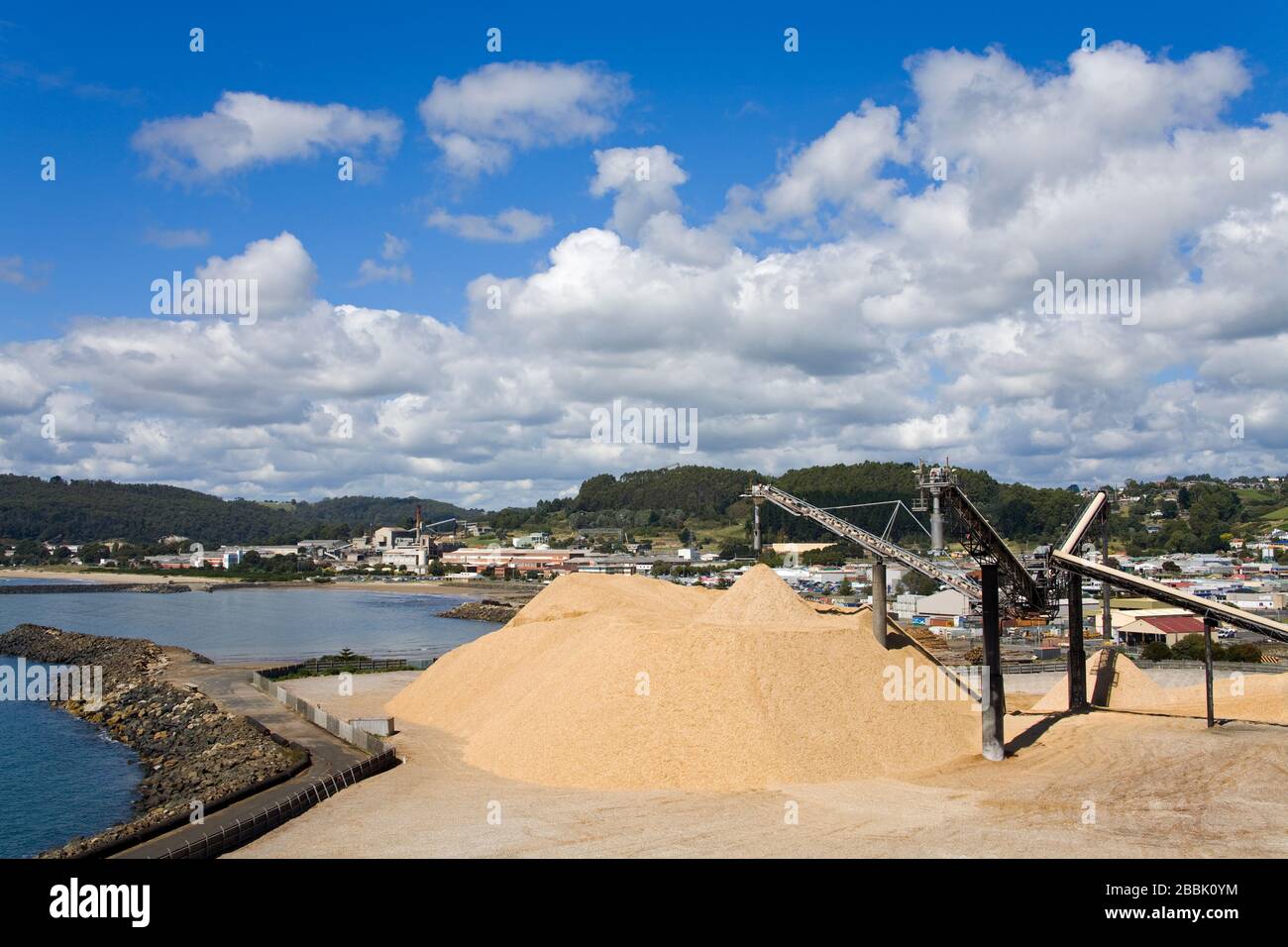 Wood chips on the wharf,Central Business District,Burnie City,Tasmania ...