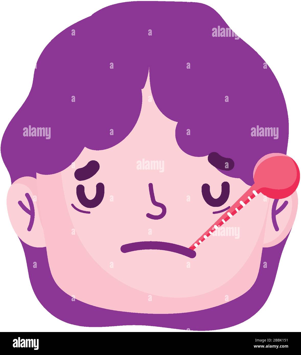 sick man face cartoon thermometer fever symptoms covid 19 coronavirus ...