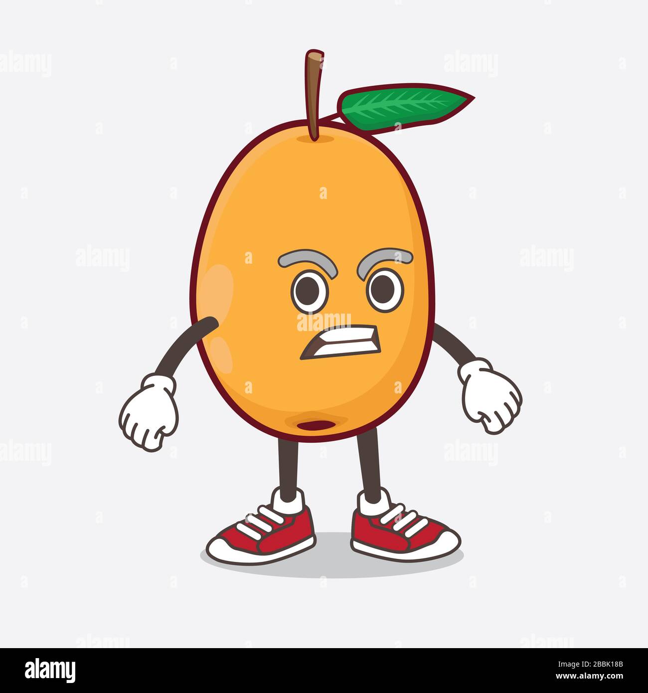 An illustration of Loquat Fruit cartoon mascot character with angry ...