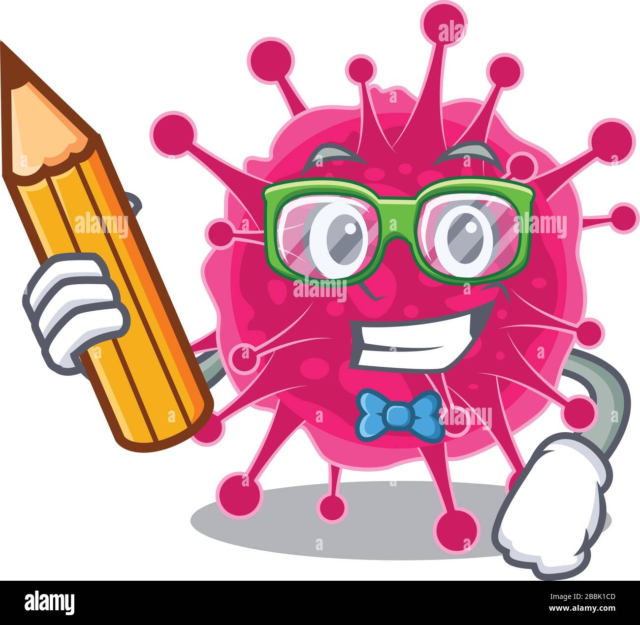 A brainy student picornaviridae cartoon character with pencil and ...