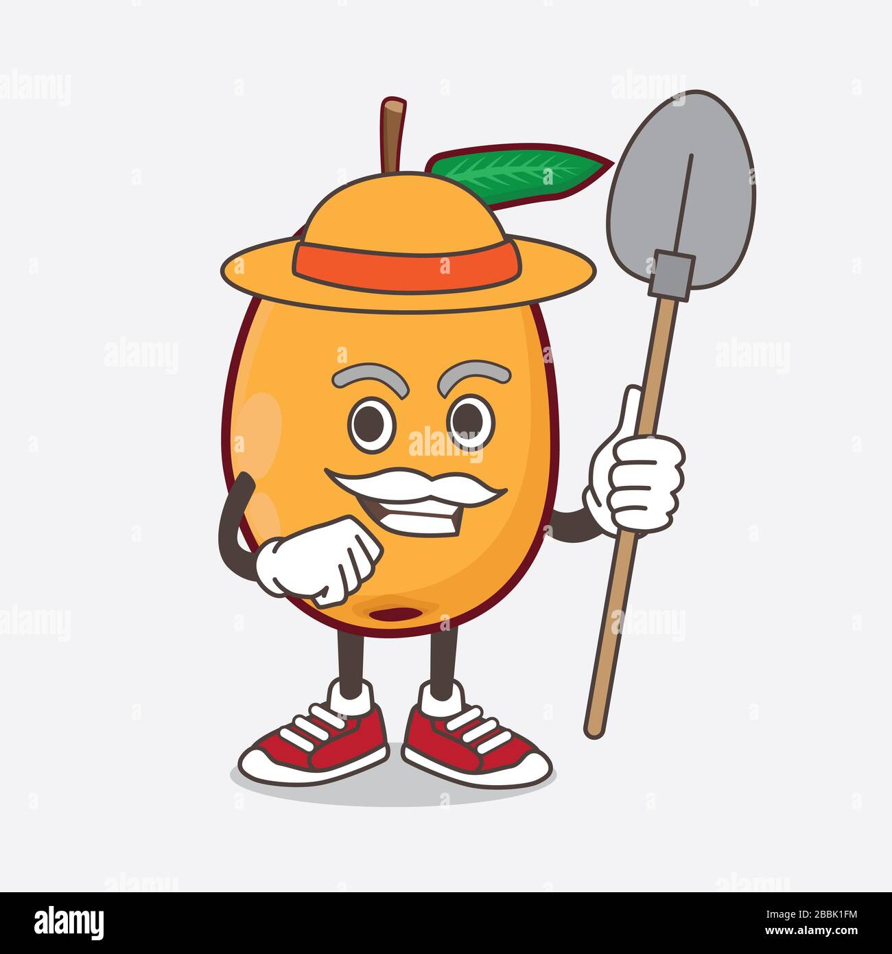 An illustration of Loquat Fruit cartoon mascot character with hat and ...