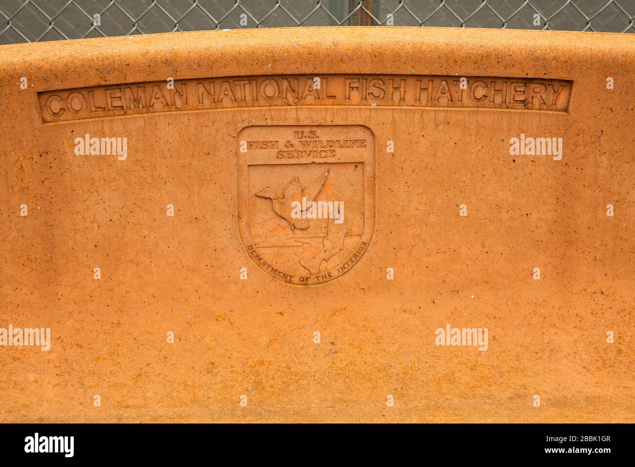 Bench, Coleman National Fish Hatchery, California Stock Photo - Alamy