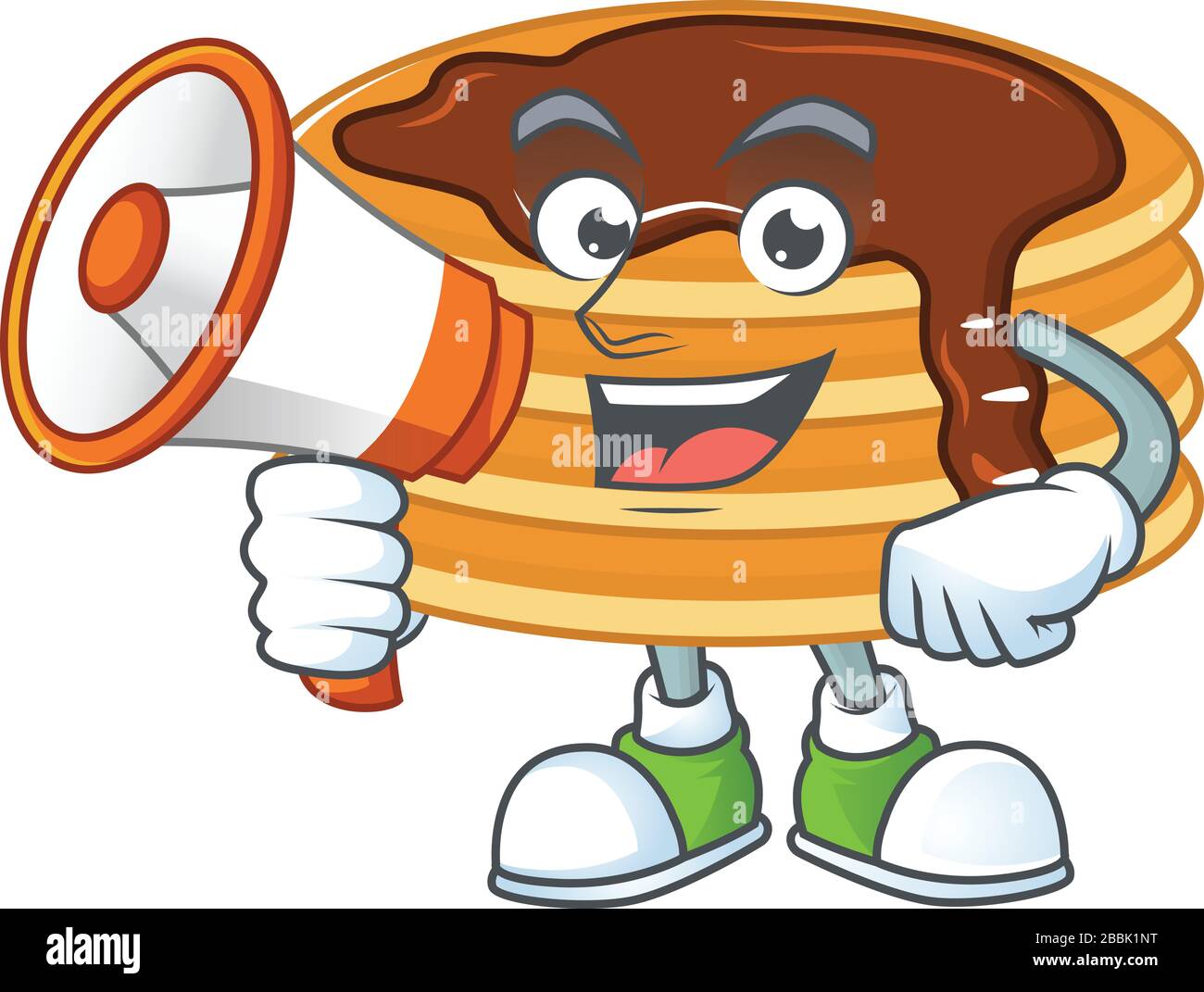 A picture of chocolate cream pancake cartoon design style speaking on a ...