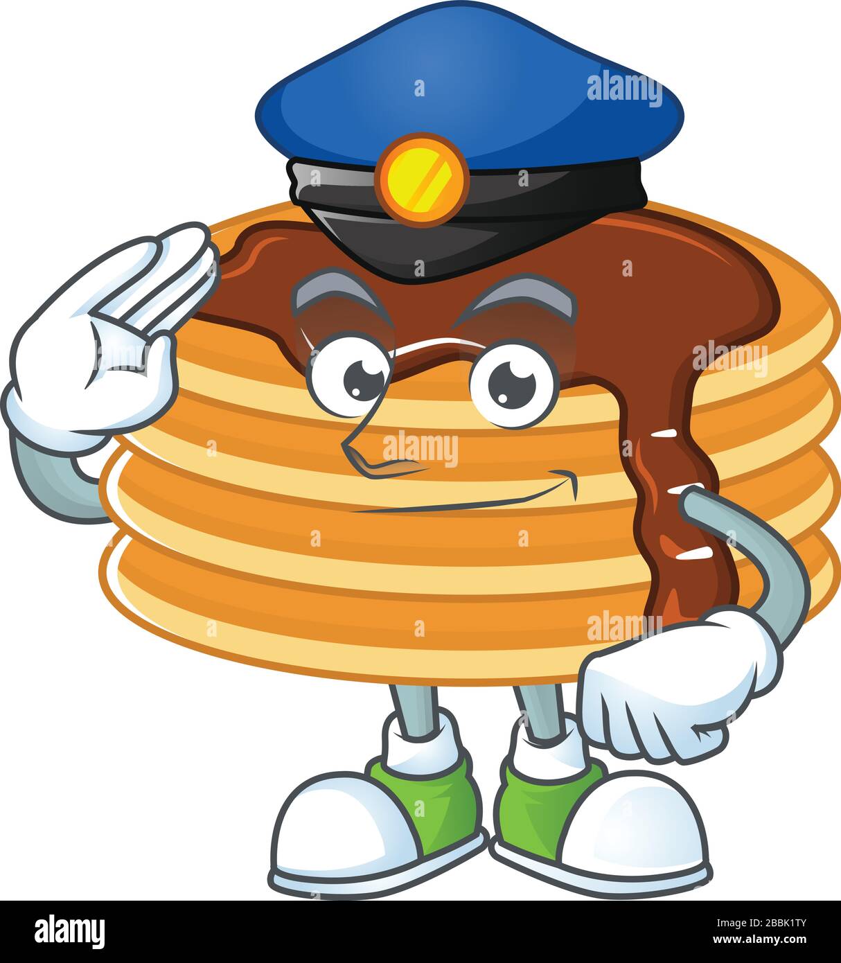 A dedicated Police officer of chocolate cream pancake mascot design ...