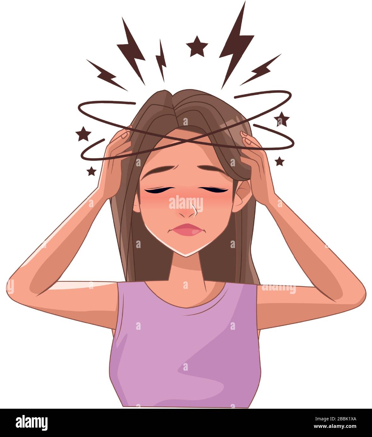 woman with headache stress symptom character Stock Vector Image & Art ...