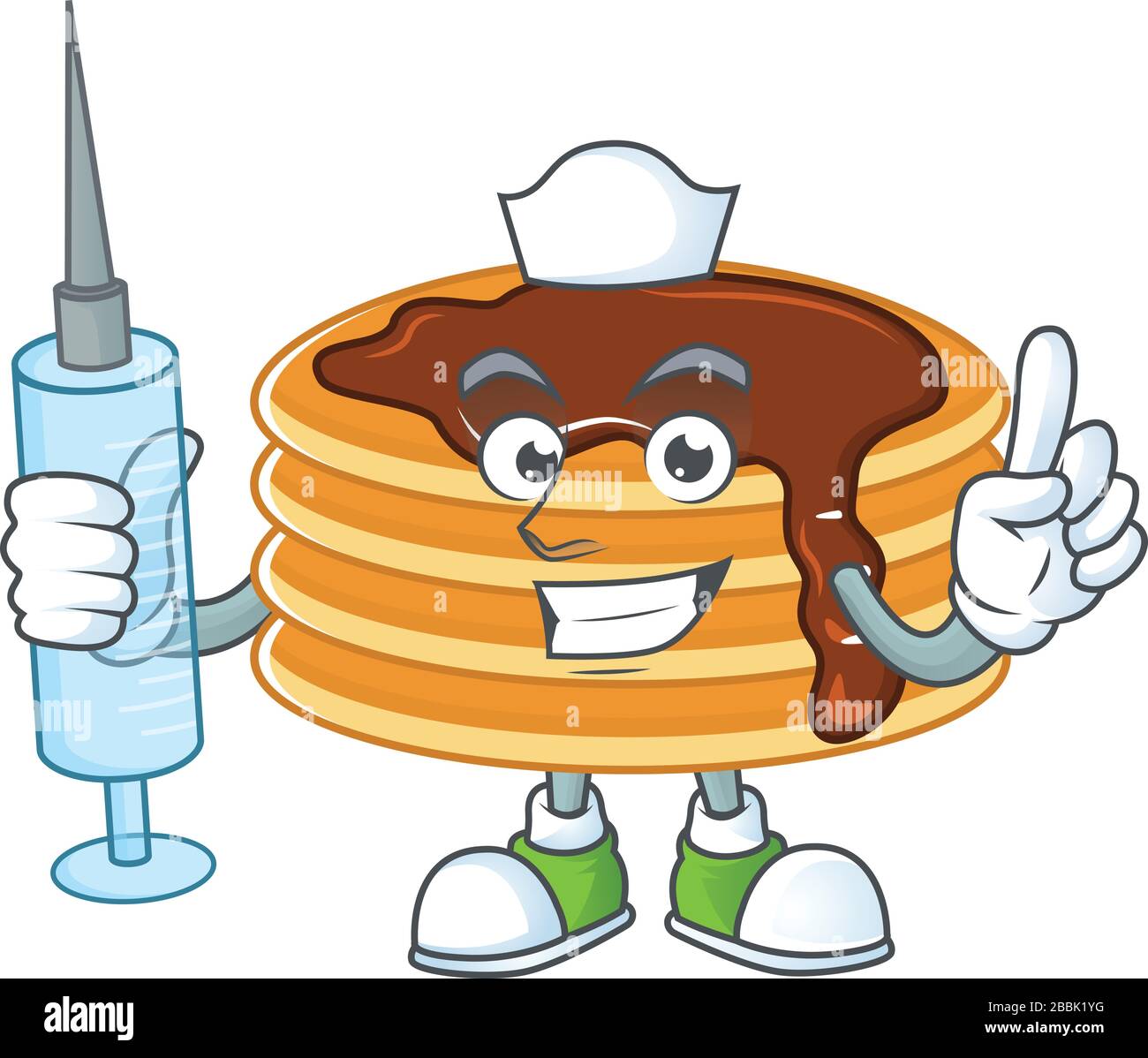 Friendly Nurse chocolate cream pancake mascot design style using ...