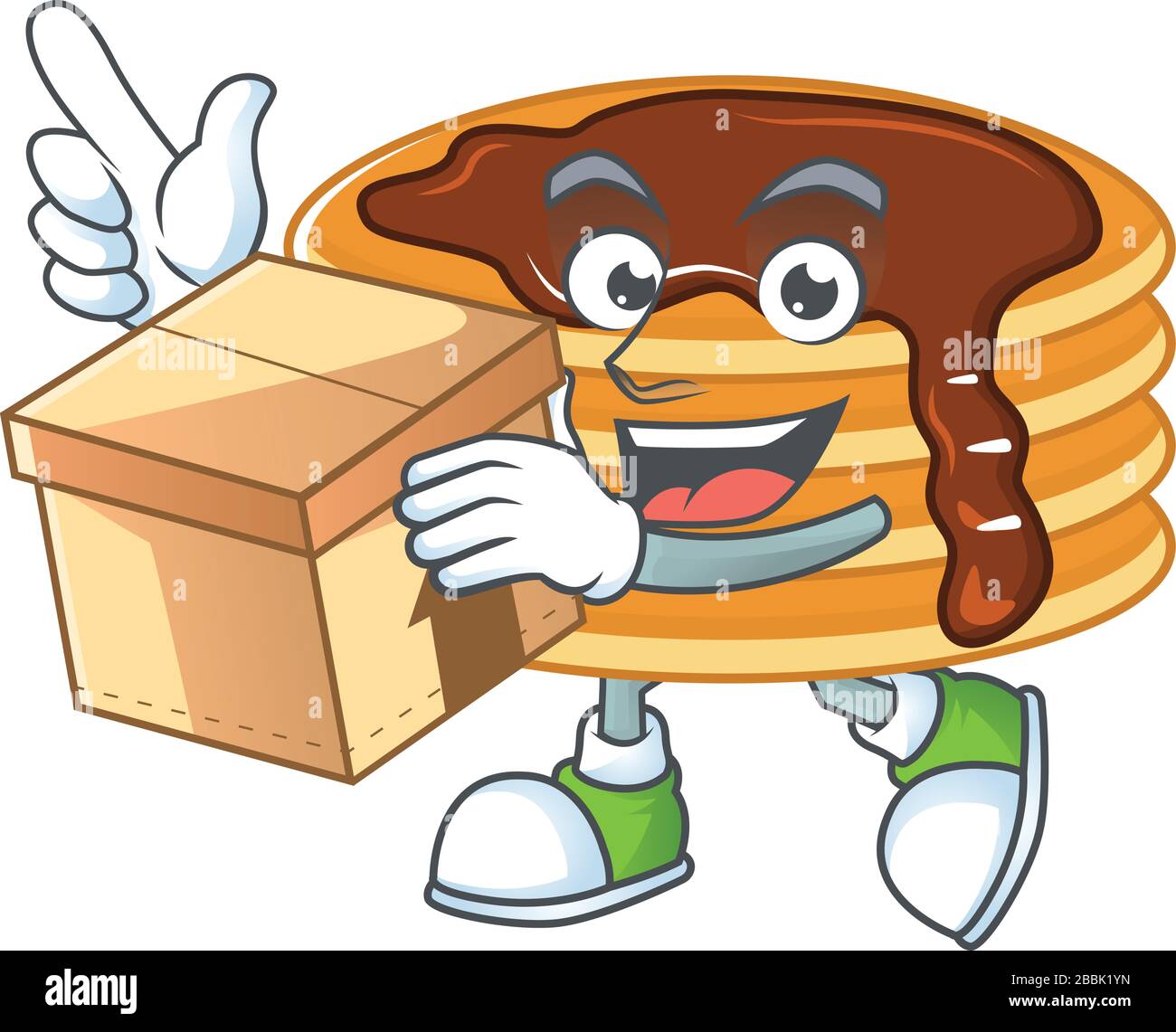 Chocolate cream pancake cartoon design style having gift box Stock ...