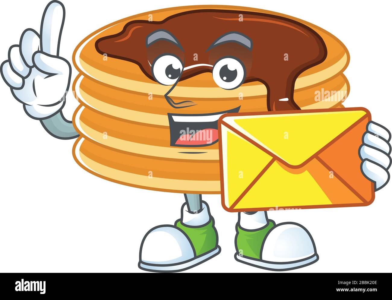 Cute face chocolate cream pancake mascot design bring brown envelope ...