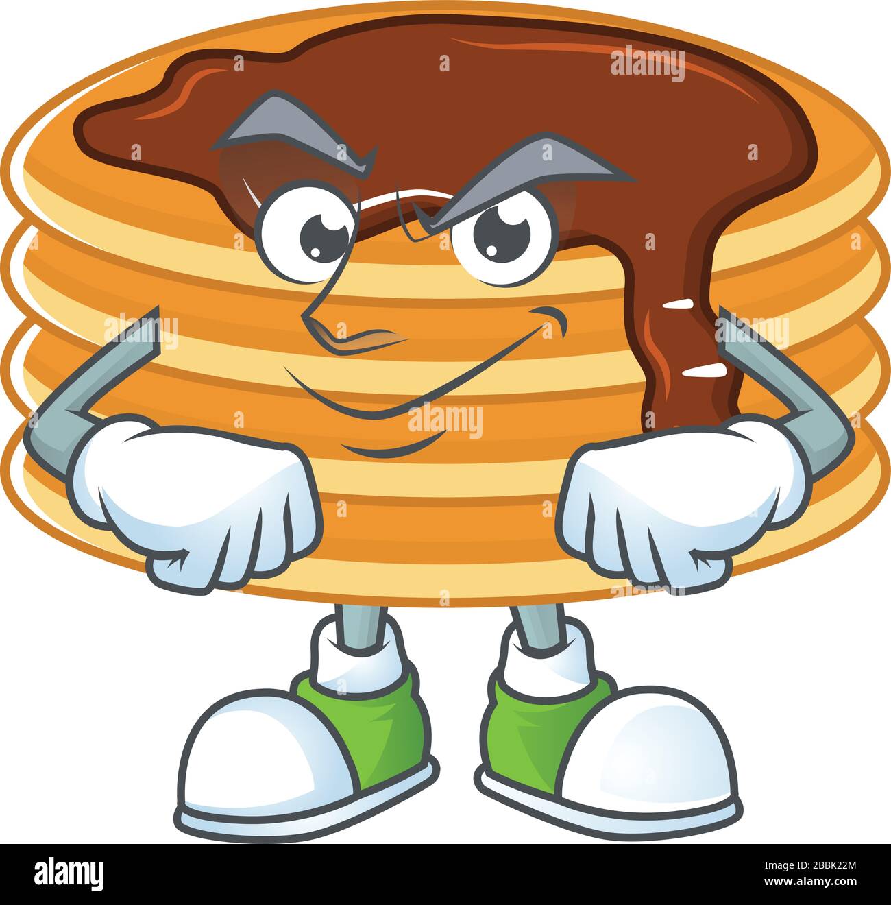 Chocolate cream pancake mascot design style with grinning face Stock ...