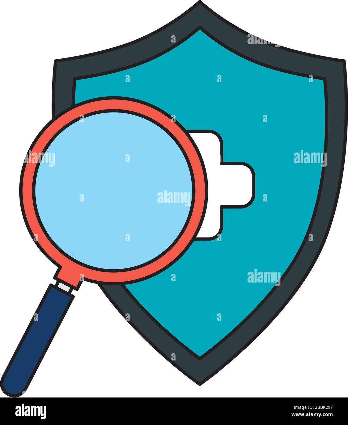 magnifying glass with shield isolated icon Stock Vector Image & Art - Alamy